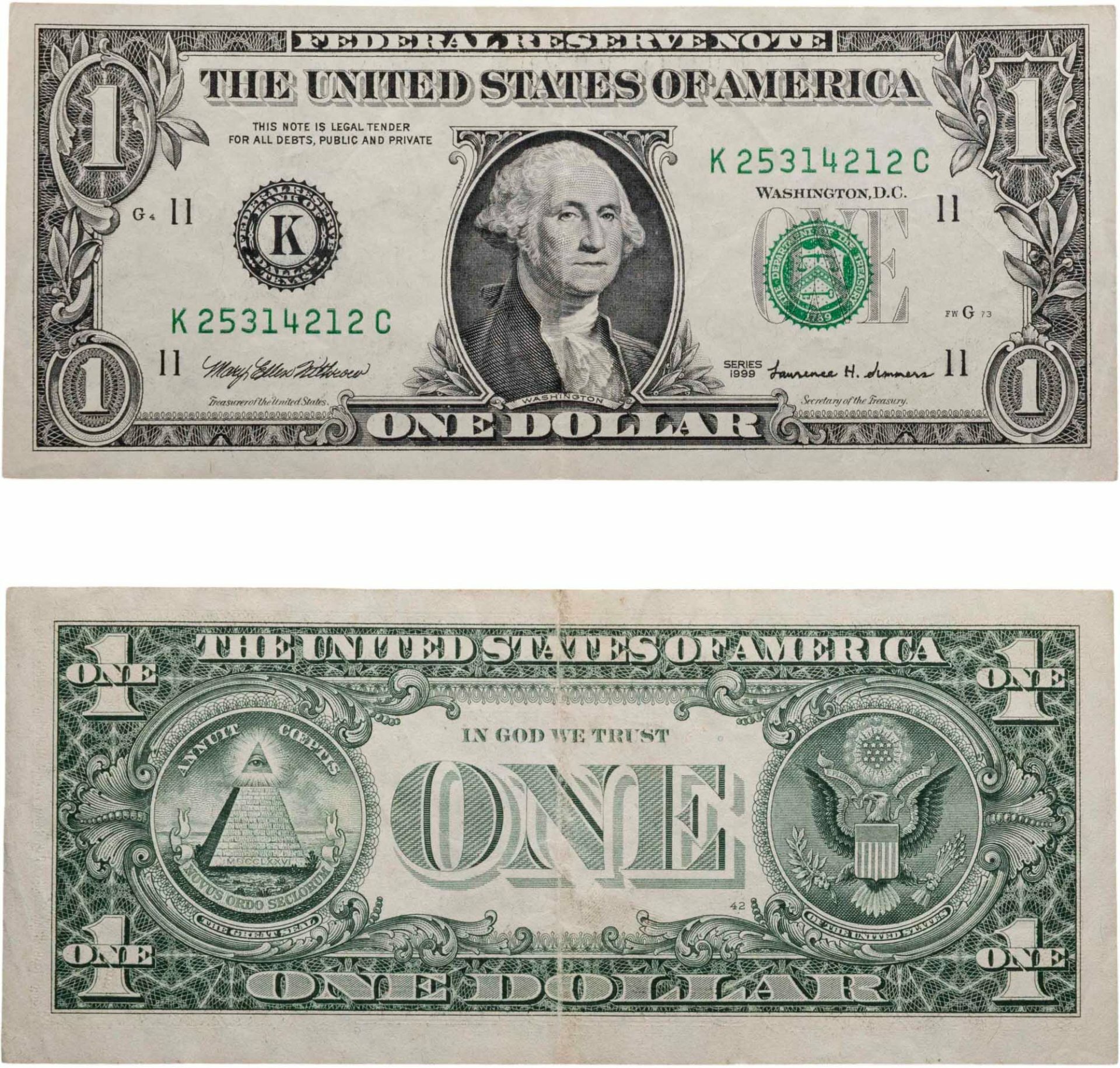 США 1 доллар 1999 год Pick 504 K-Даллас