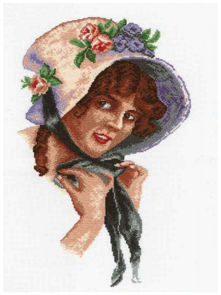Набор Hobby&Pro "Кокетство", вышивка портретов, канва Aida, счетный крест, 20x33 см
