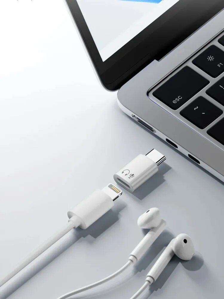 Переходник для наушников iPhone 15 16 Для проводных наушников. Адаптер USB C на Audio Adapter Lightning. Переходник для Type C - Lightning без Bluetooth для айфон.