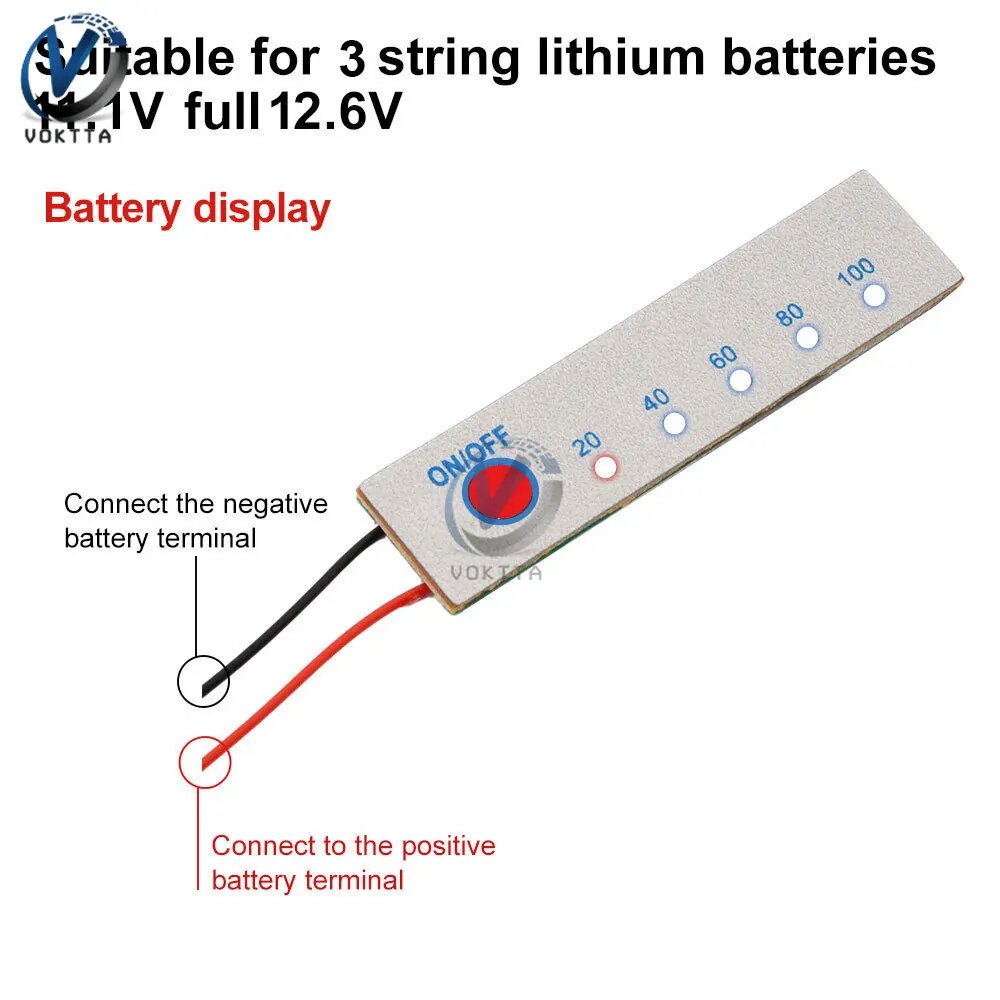 Индикатор заряда батареи Voktta 3s для литиевых аккумуляторов 12.6V