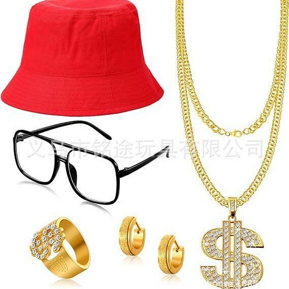 1970-е Диско-вечеринка Костюм Аксессуары Долларовые Купюры Очки Кольцо Ожерелье Эпохальные Вечеринки Реквизит