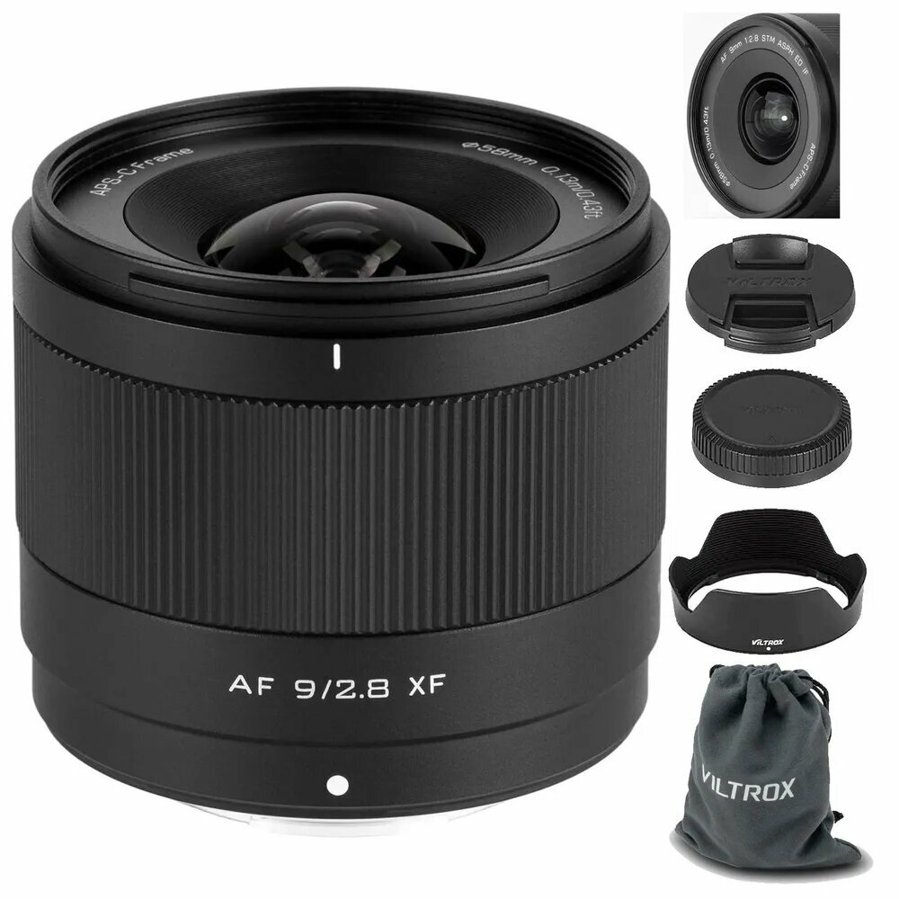 Объектив VILTROX 9 мм F2.8 XF-Mount APS-C для камер Fujifilm Fuji X-Mount, сверхширокоугольный автофокусный фиксированный объектив