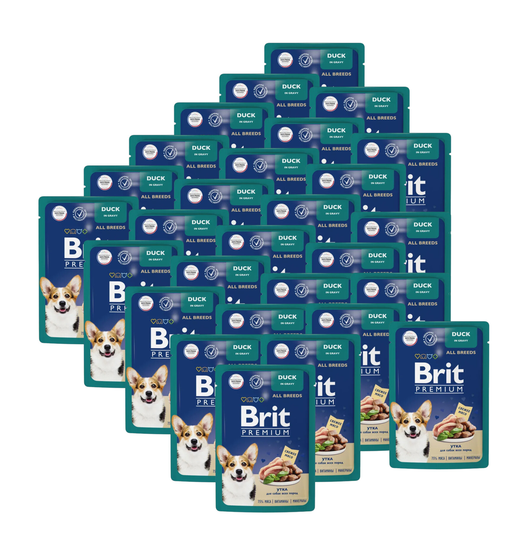 BRIT PREMIUM, Пауч для взрослых собак всех пород, Утка в соусе, 85г x 28 шт.