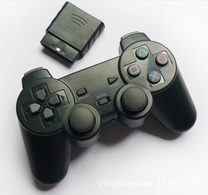 Горячая продажа вибрационного беспроводного контроллера PS2 2.4G с приемником, вибрационный контроллер, беспроводной контроллер PS2 в коробке