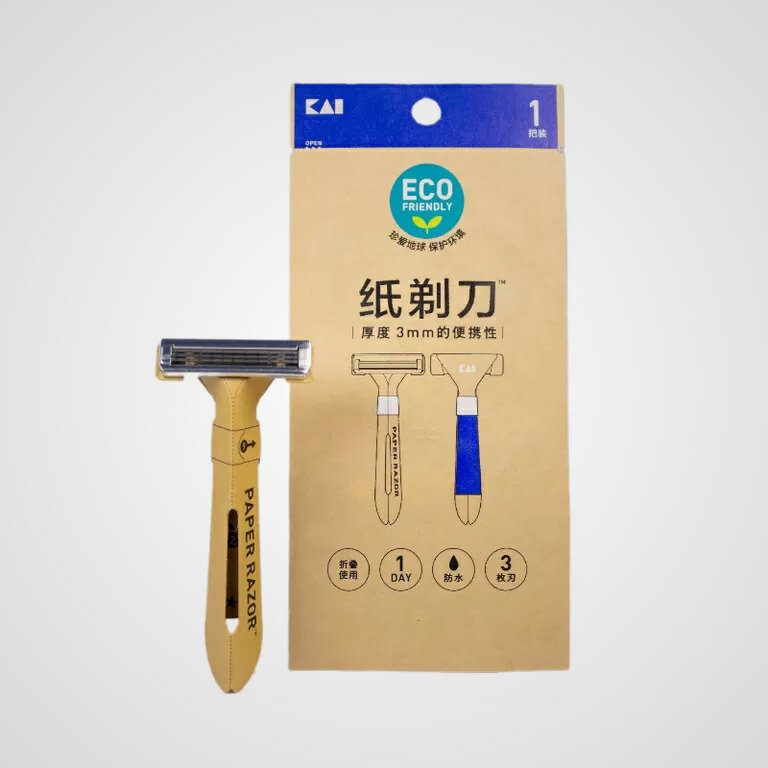 Одноразовый бритвенный станок KAI PAPER RAZOR из эко-картона комплектация 1 шт AUGER KAI PAPER RAZOR Инструменты 1 шт