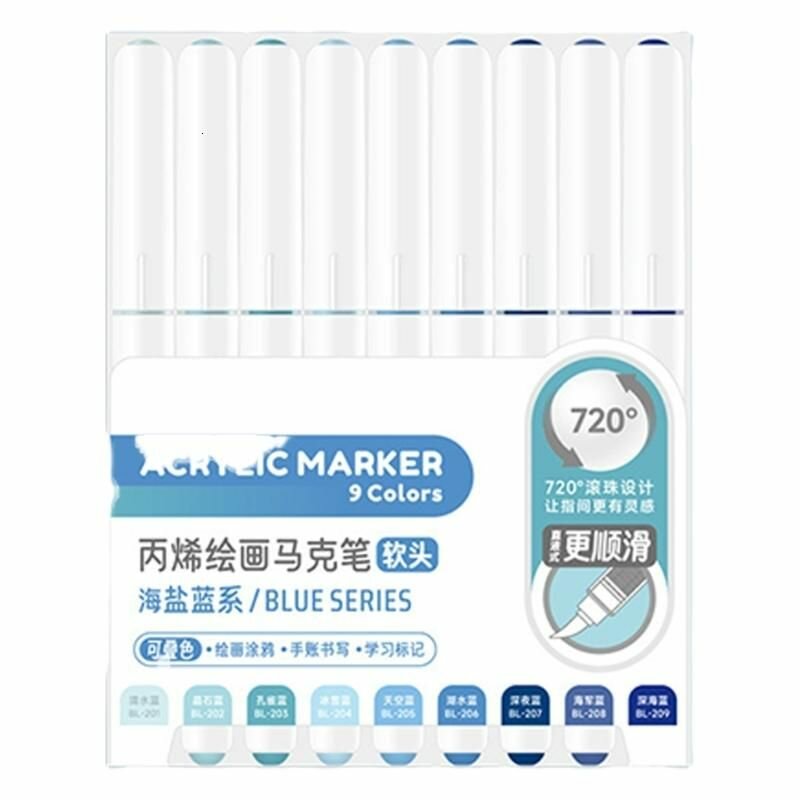 Акриловая краска в маркерах, 9 цветов, - 3