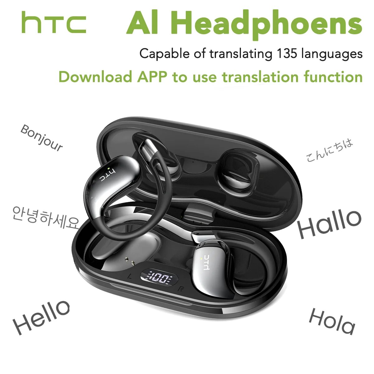 Беспроводные Наушники-вкладыши HTC NE57 Bluetooth V6.0 С Микрофоном-переводчиком AI, Длительным Временем Автономной Работы