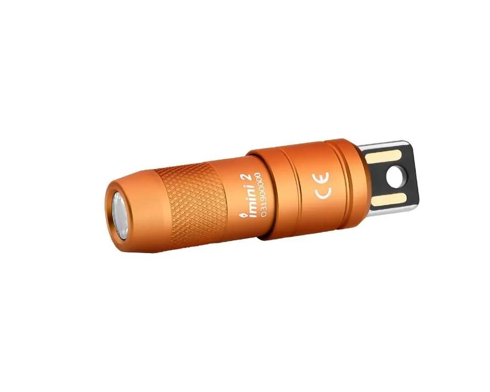 Olight iMini Orange 2 Фонарь ручной брелочный светодиодный, USB зарядка, оранжевый — фото 1