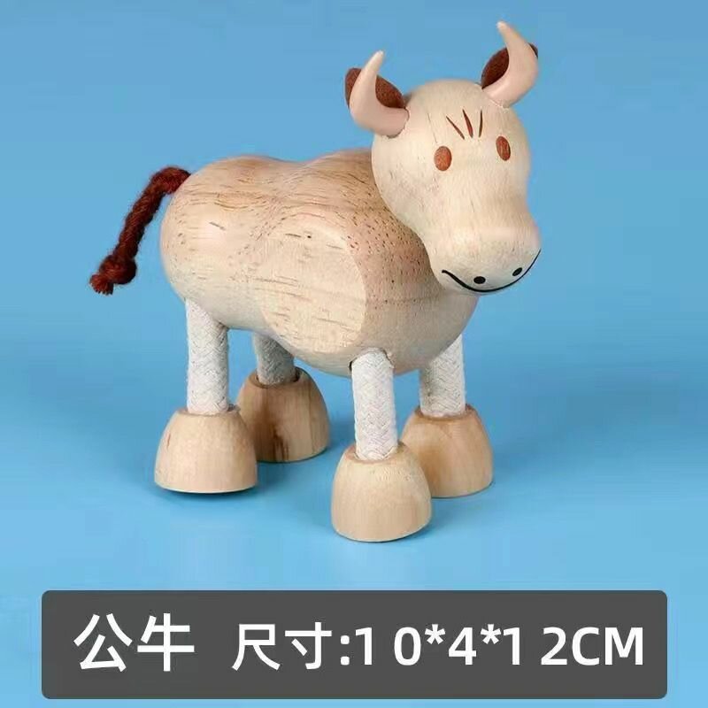 Современные минималистичные деревянные фигурки животных, имитированные шарнирные модели животных, экологически чистые куклы из массива дерева, детские деревянные игрушки.