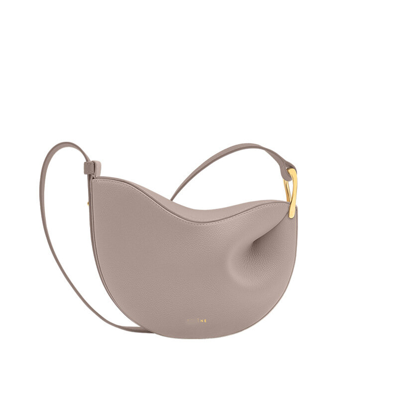 Популярная французская женская сумка POEIVE Pea Bag 2025 года, новый нишевый дизайн, наплечная сумка из натуральной кожи.