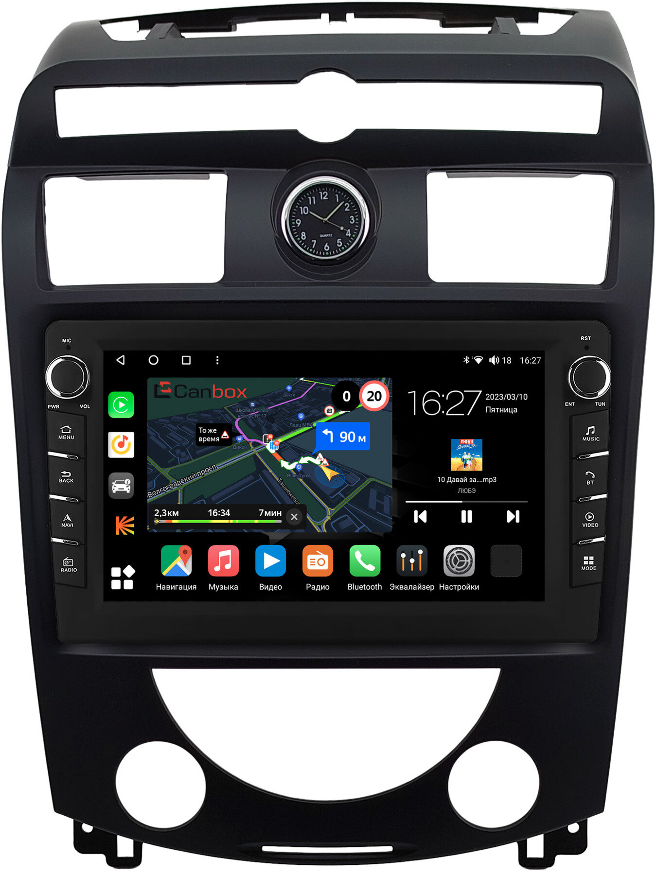 Штатная магнитола Canbox M-Line 7835-10-3540 SsangYong Rexton 2 2006-2012 (с часами) Android 10 (4G-SIM, 2/32, DSP, QLed) С крутилками