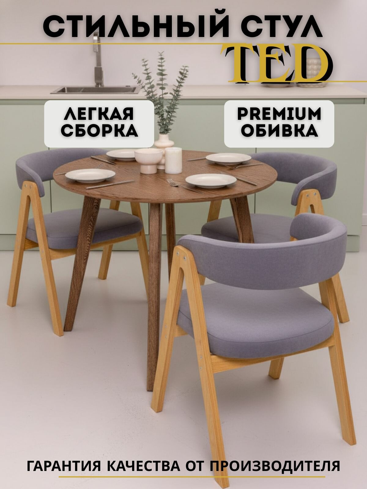 Стул мягкий для кухни TED кресло для дома