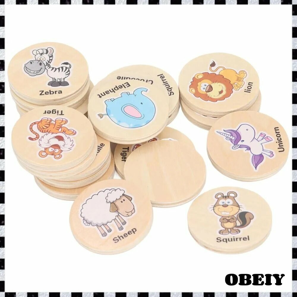 Мемо игра «Найди пару» для детей, деревянные фишки животные, развивающая настольная игра, лесная тема