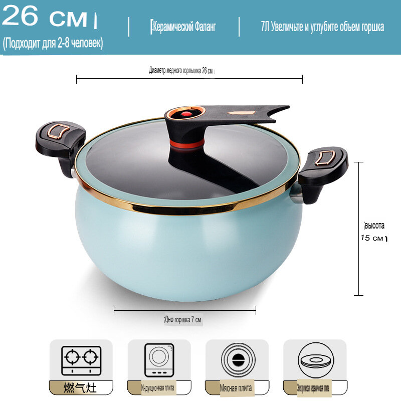 Керамическая эмалированная посуда для тушения под давлением с защитой от пригорания
