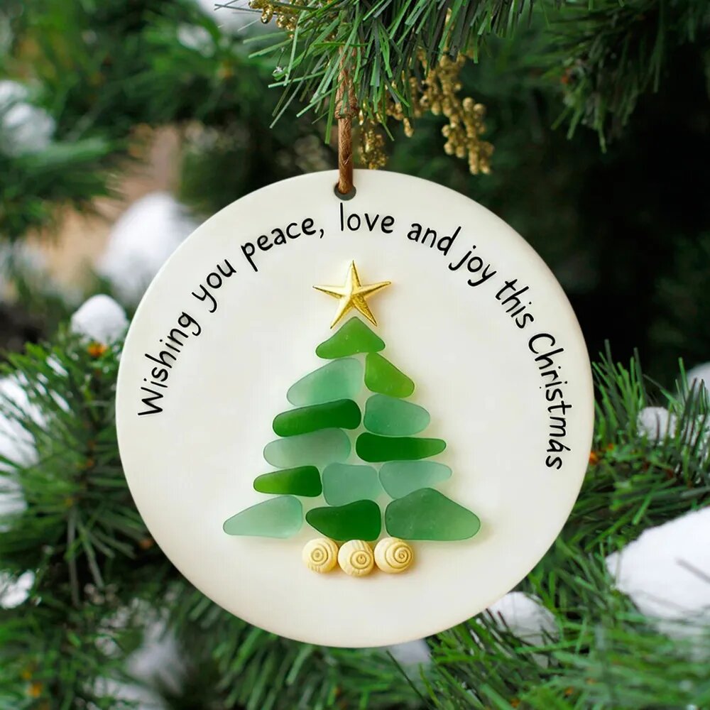 Уникальные плоские подвески из морских ракушек, изысканные рождественские украшения ручной работы для праздничной елки, элегантный новогодний декор в пляжном стиле