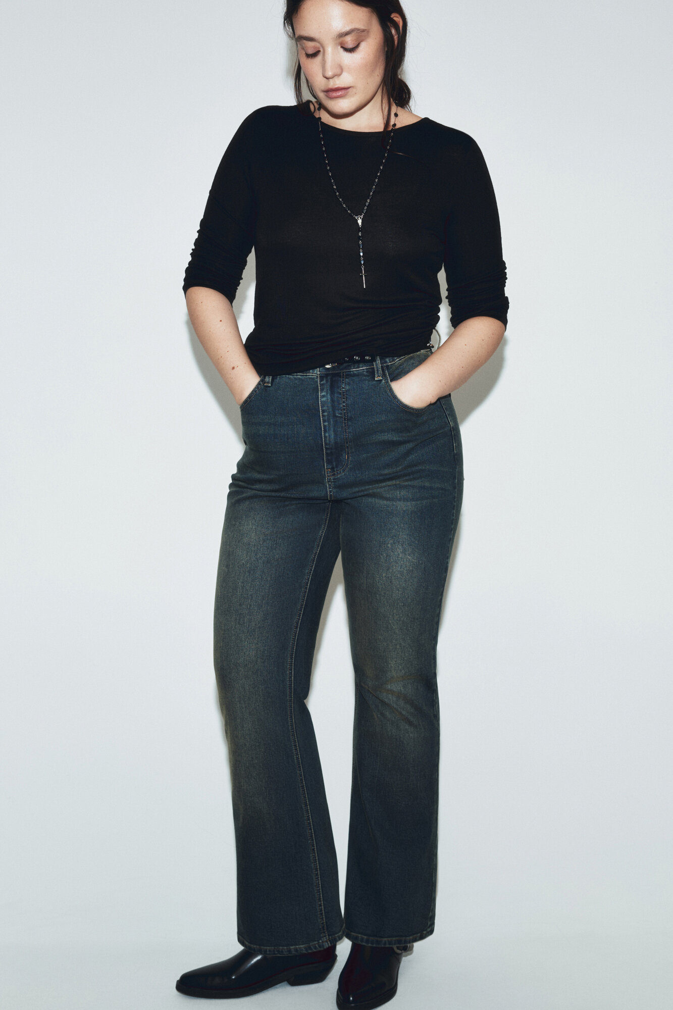 Джинсы клеш Plus size 