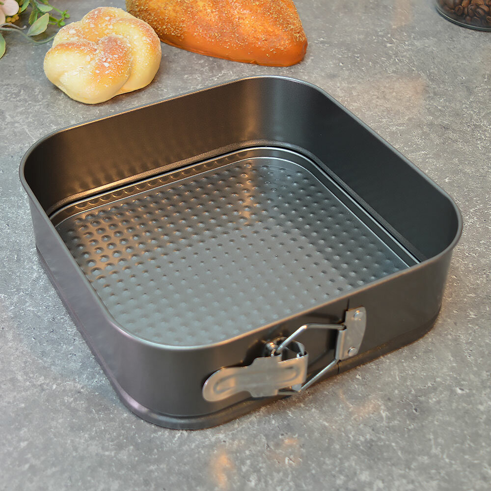 Форма для выпечки разъемная 22x6,5 см, квадратная, сталь, с антипригарным покрытием, серая, серия "HoReCa"