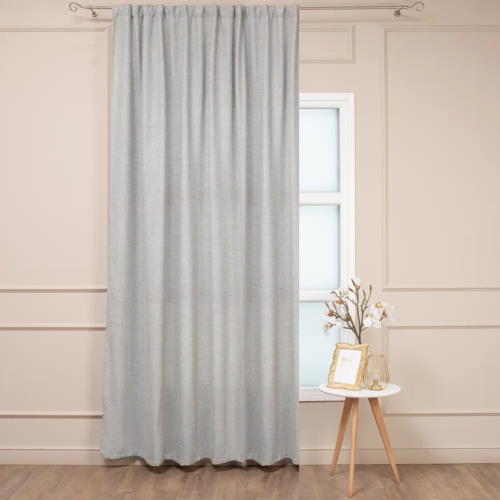 Штора на ленте 200x280 см лен цвет серый