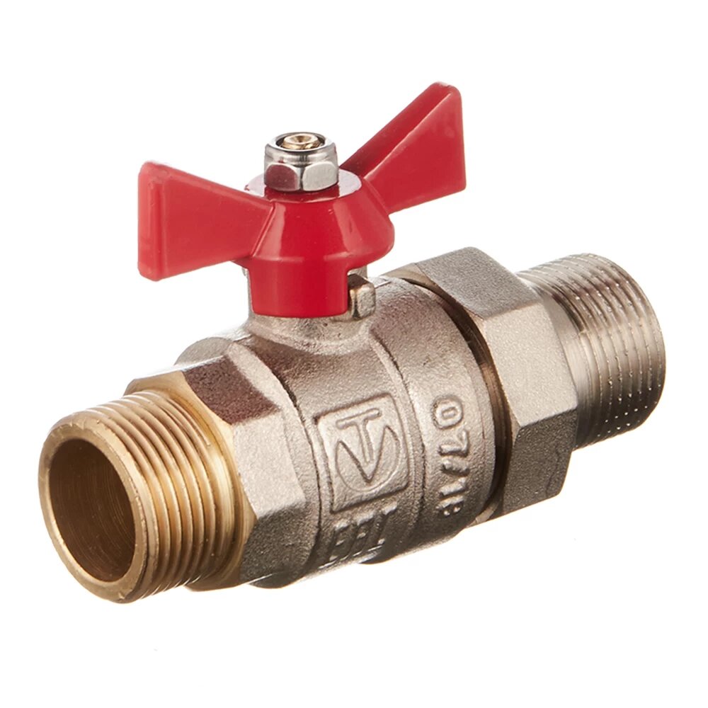Кран шаровой латунный Valtec Base 3/4 НР(ш) х 3/4 НР(ш) бабочка с полусгоном прямой (VT.226. N.05) Valtec VT.226. N.05