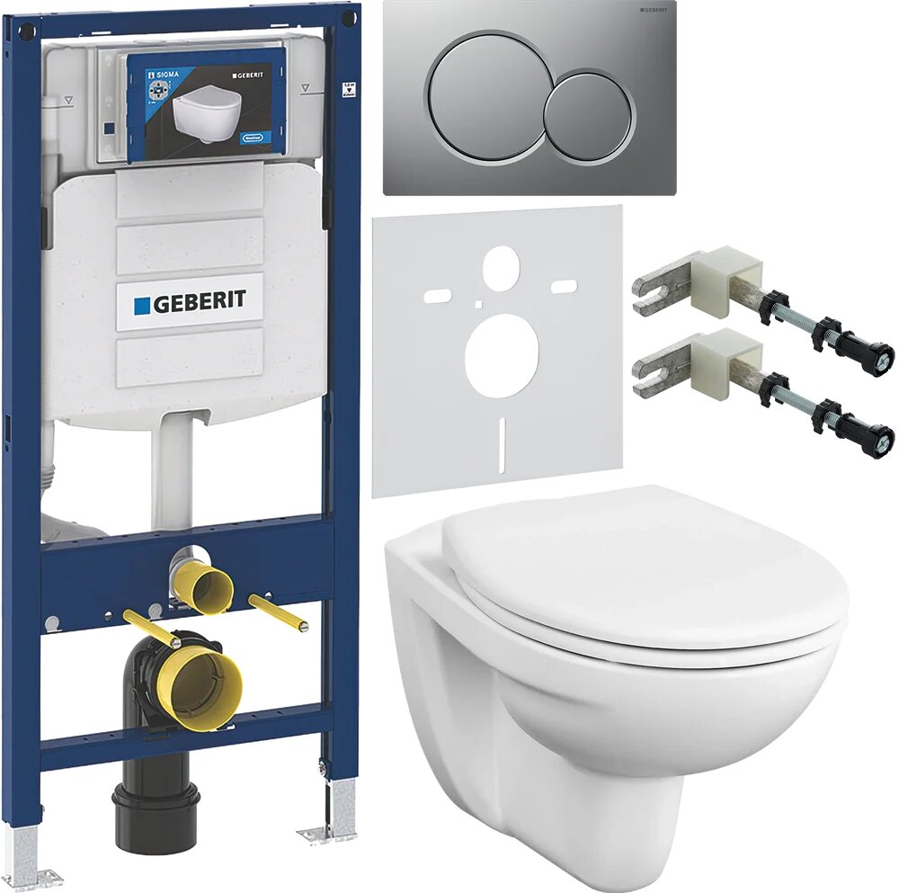 Комплект 6 в 1 Унитаз подвесной VitrA S10 7855B003-0075 / Сиденье S20 84-003-019 с микролифтом, петли хром / Инсталляция Geberit Duofix UP 320 111.300.00.5 (111.950.00.6), Кнопка Sigma 01 115.770. JQ.