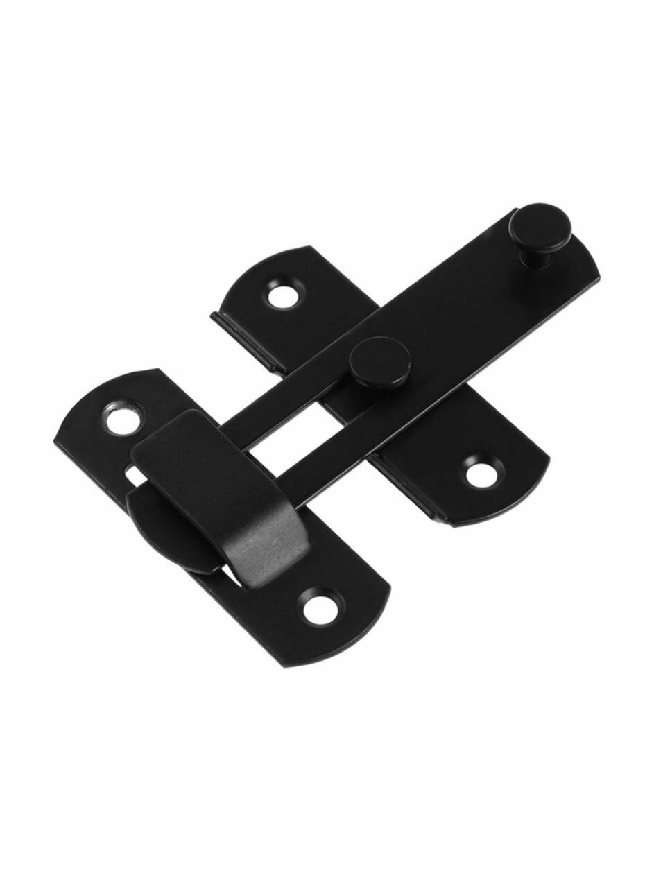 Шпингалет накладной тундра, прямой, длина 100 мм, металл, цвет черный