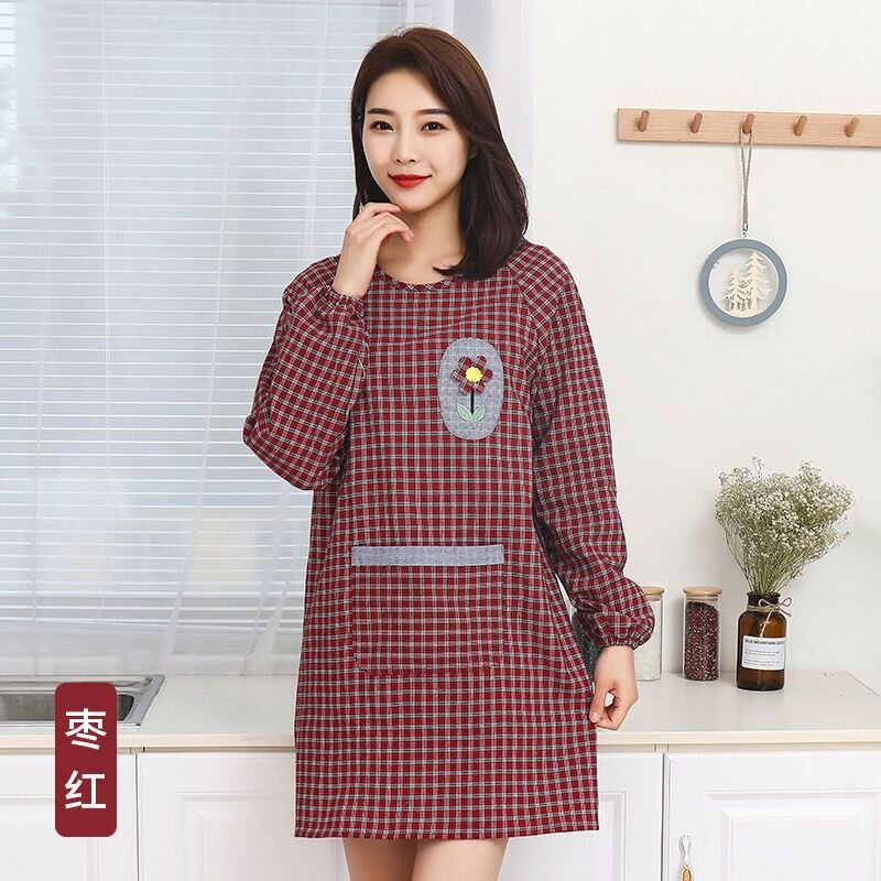 Фартук с длинными рукавами для кухни, устойчивый к маслам и пятнам, рабочая одежда, верхняя одежда, модная одежда в корейском стиле с рукавами, предназначенная для ношения наизнанку.