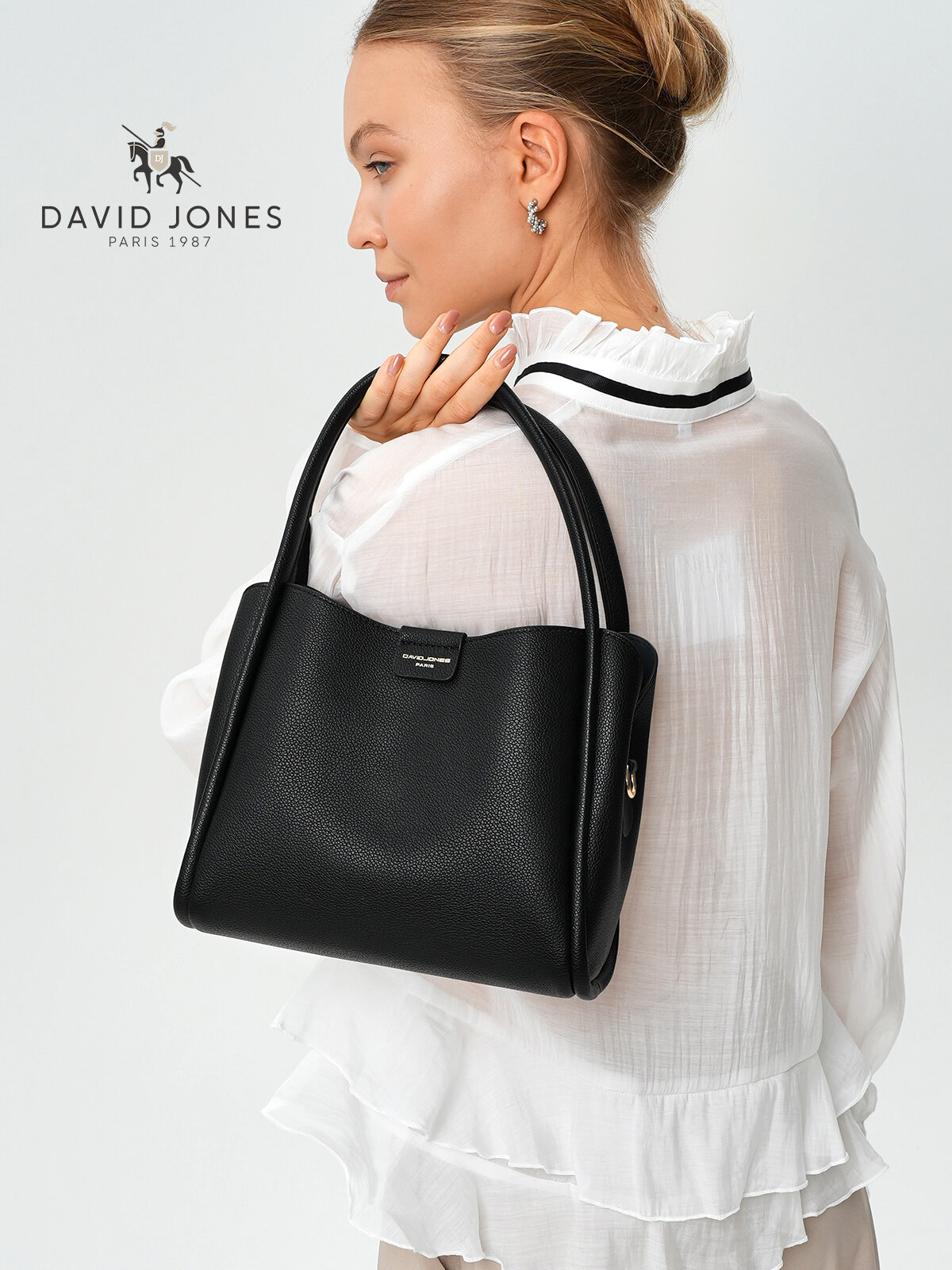 Сумка кросс-боди DAVID JONES, фактура гладкая, черный — фото 1
