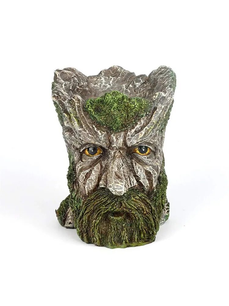 Кашпо голова старика 1 шт серебристый смола для дома настольное/на подоконник