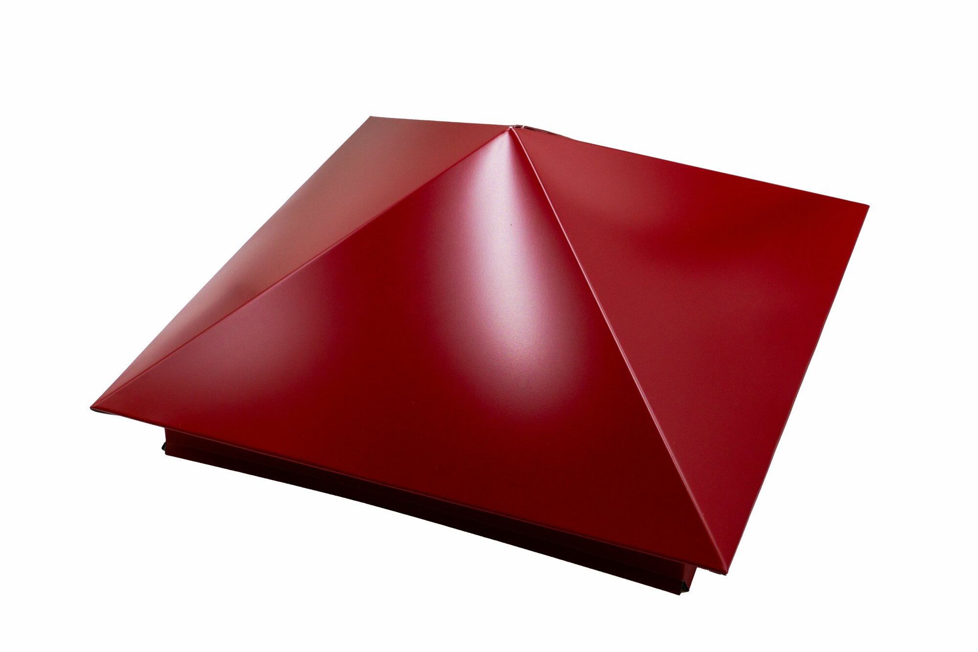 Металлический колпак на столб красный RAL 3011