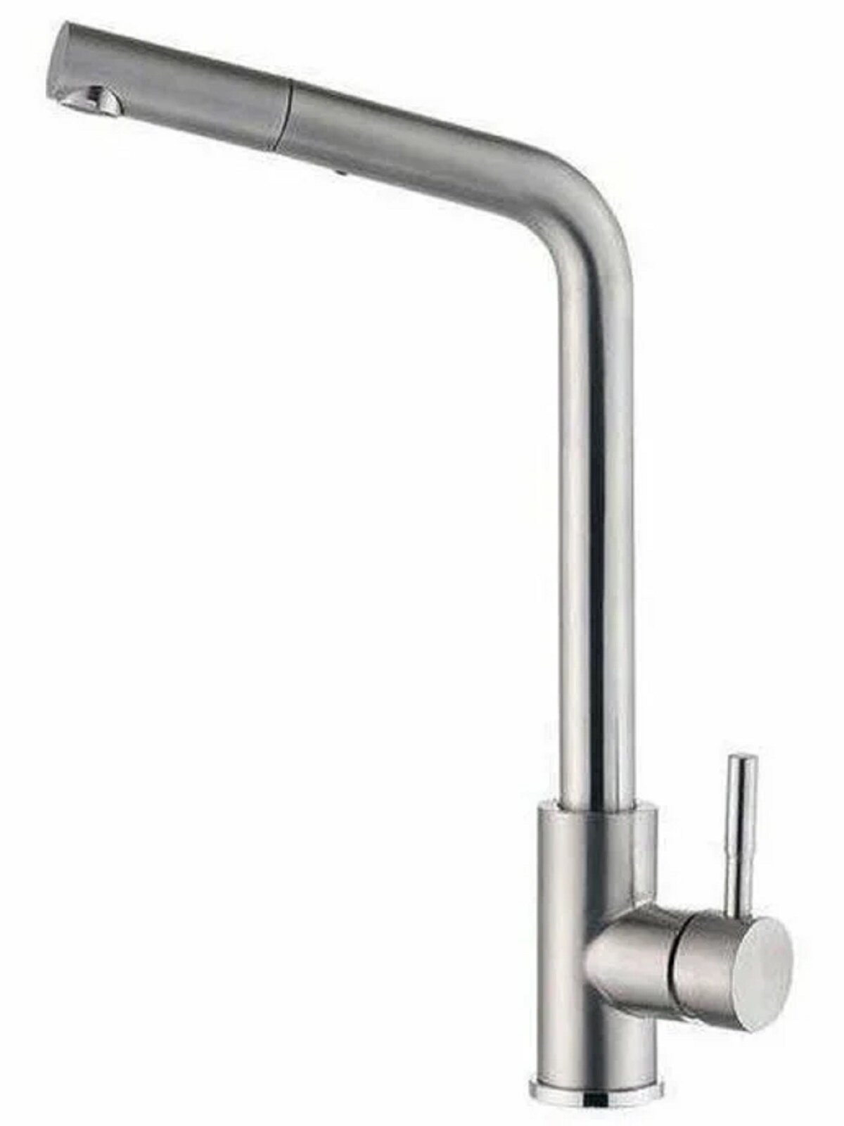 Смеситель для кухни ZorG SH 5161 INOX, нержавеющая сталь матовый, вытяжной излив, высокий, однорычажный