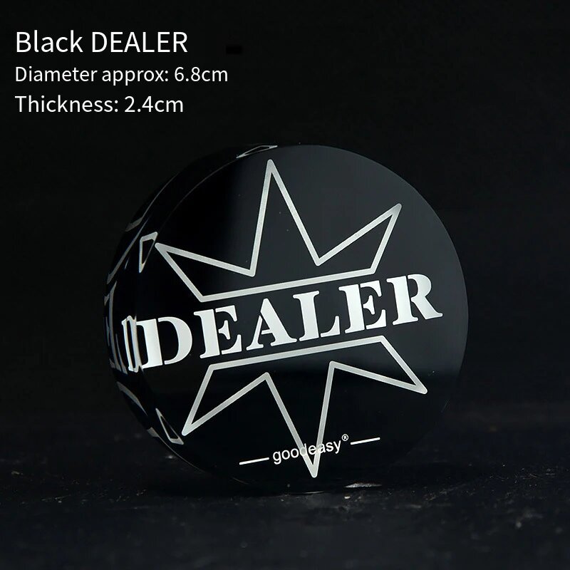 Черный покерный жетон "DEALER" 6.8см x 2.4см