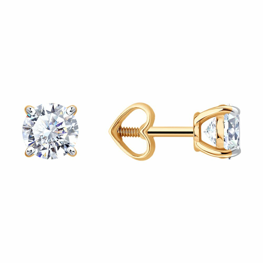 Серьги, красное золото, 585 проба, фианит