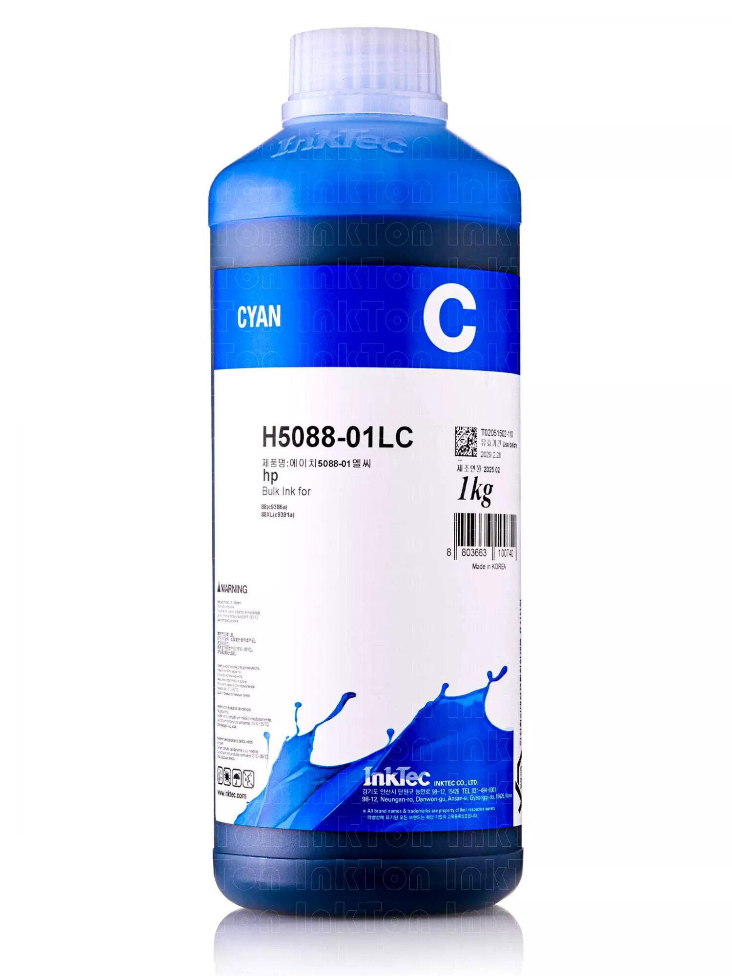 Чернила для заправки картриджа HP 711, CZ130A, HP 88, C9386AE, C9391AE, 1 литр, голубые