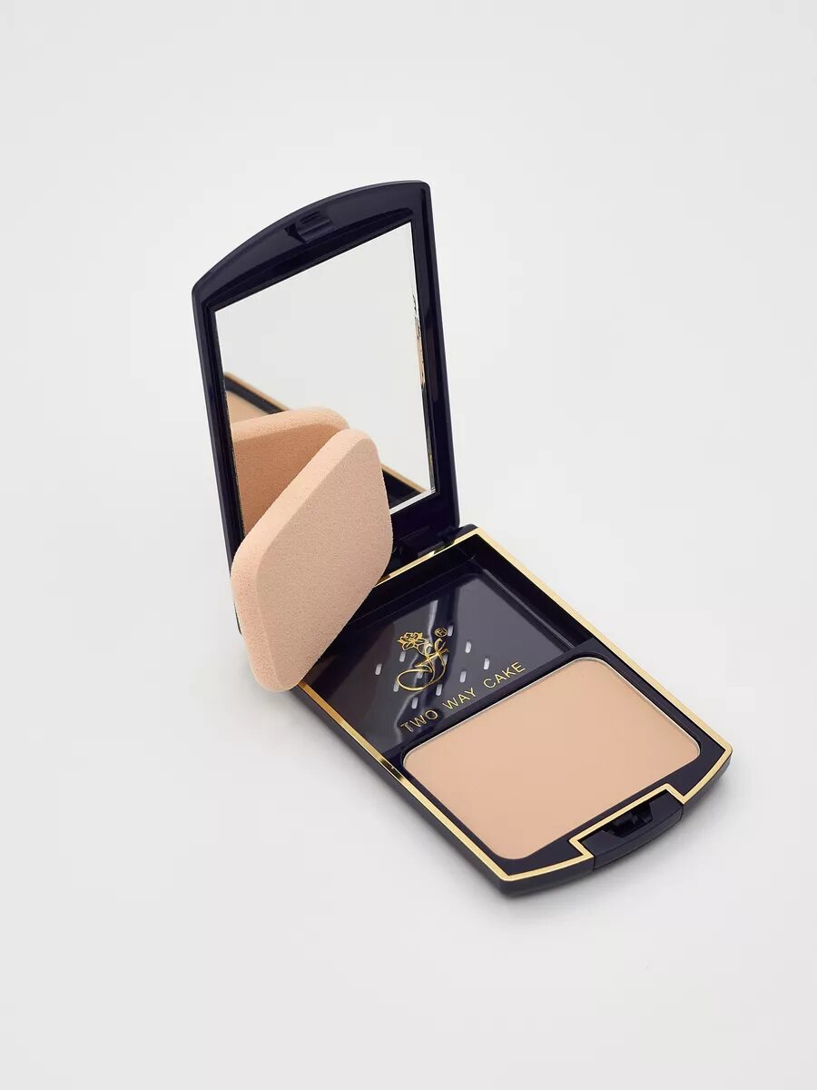 Пудра FFleur, компактная, 2 в 1, тон №08, песочная, кремовая