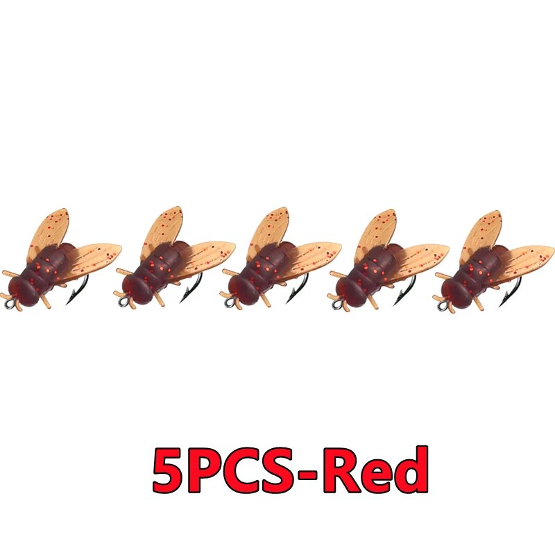 Мушки для нахлыста из ПВХ, 5 шт. Красный, M-16mm, 5PCS-Red
