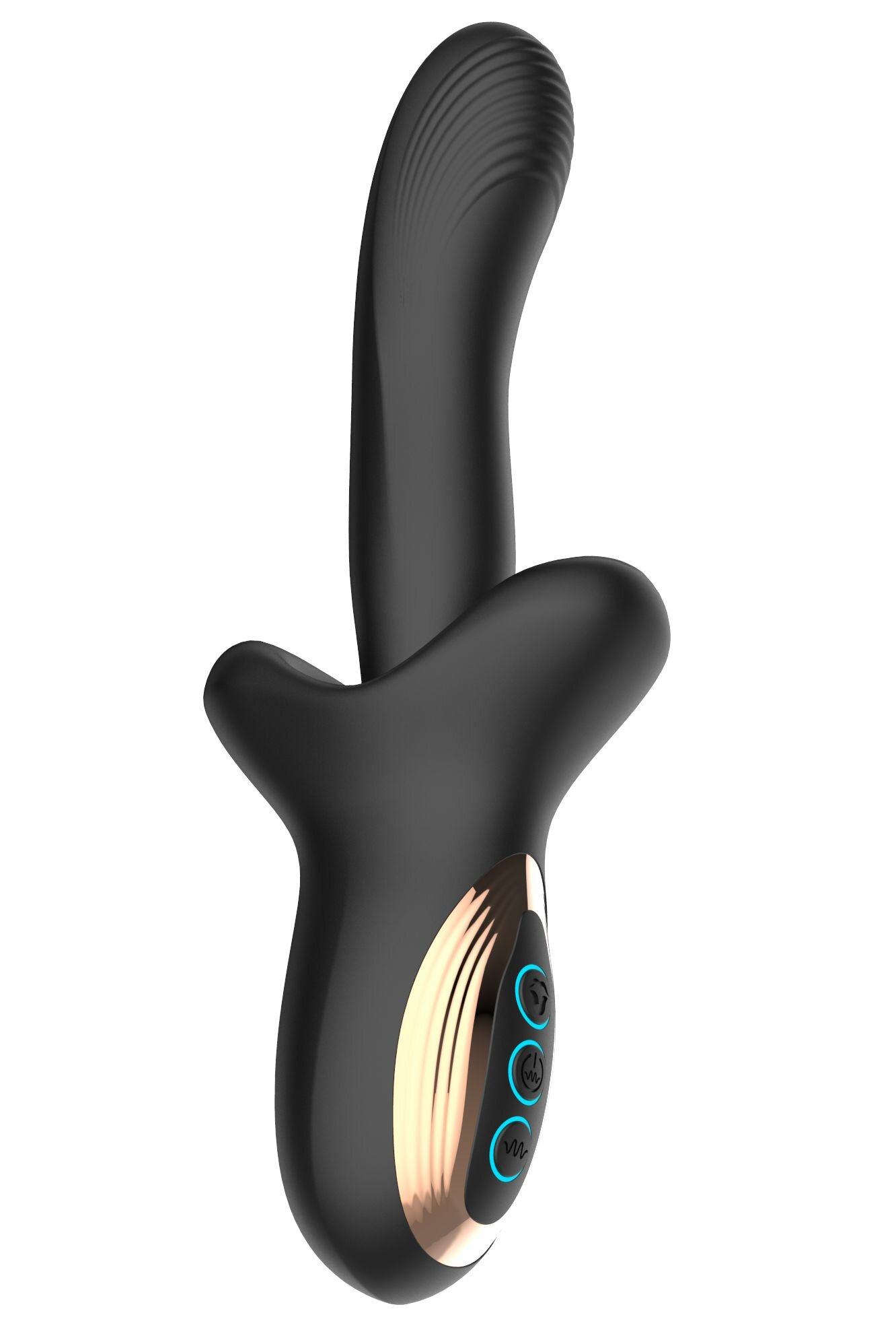 Черный вибратор с постукивающим эффектом - 22 см, цвет черный