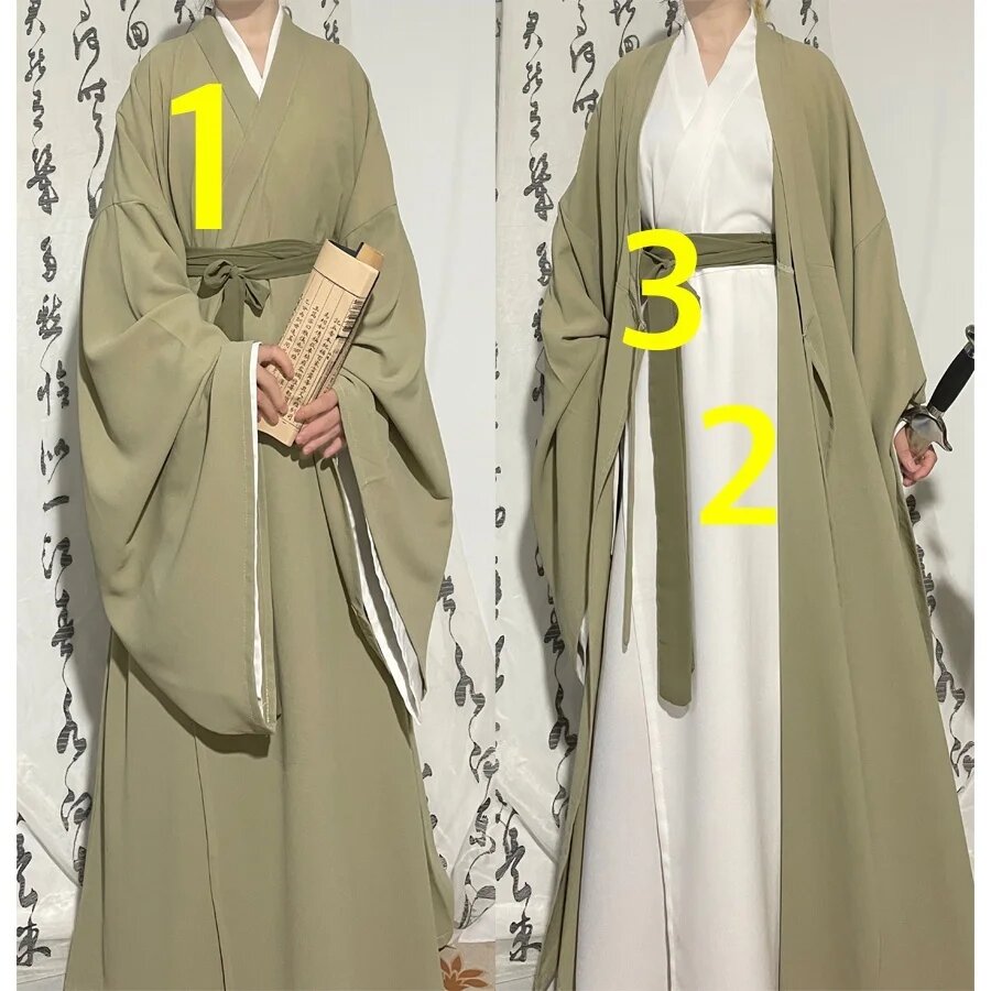 Мужской костюм Ханьфу из полиэстера m New, Green White 3pcs