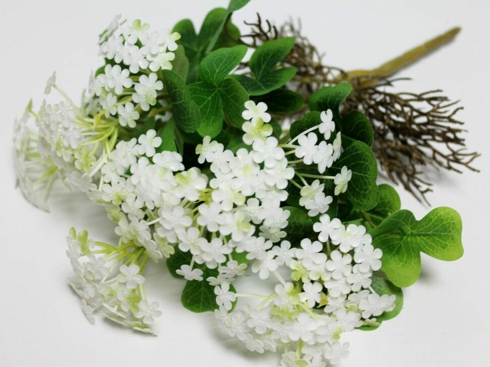 Искусственные цветы для декора для кашпо Горшечная Пеларгония Анита с корнями 31см белая