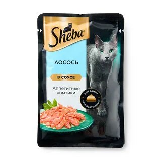Корм консервированный для взрослых кошек SHEBA ломтики в соусе с лососем, 75г, 24 шт.