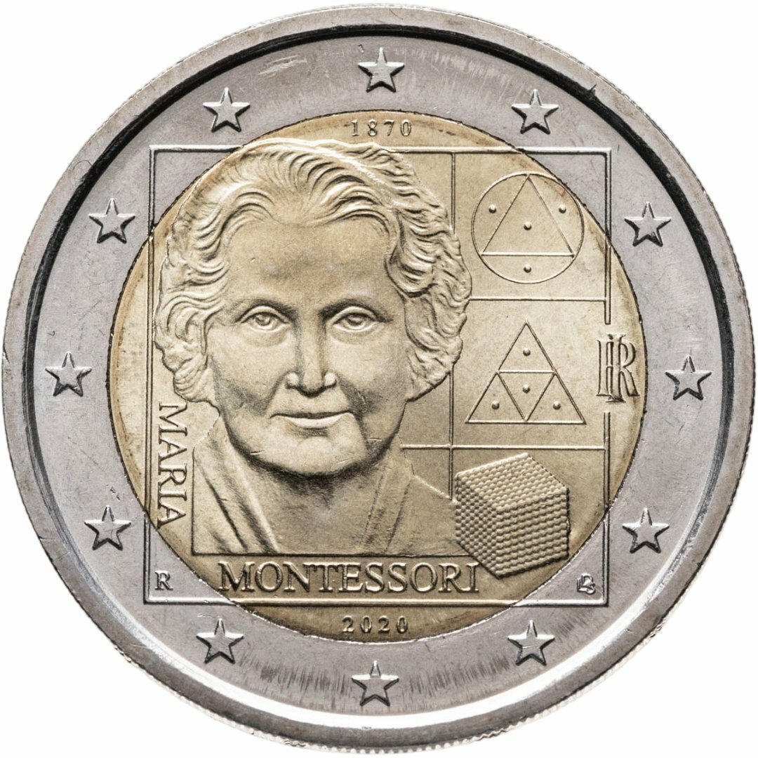 Италия 2 евро (euro) 2020 150 лет со дня рождения Марии Монтессори