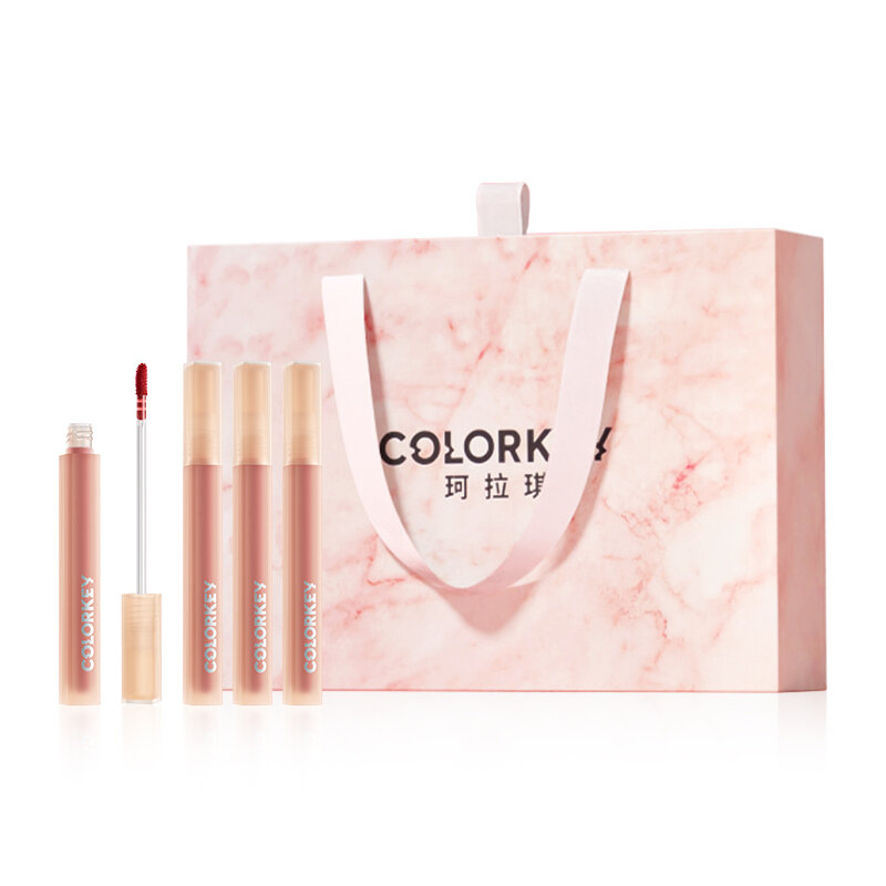 Блеск для губ женский Colorkey Circle Point, оттенок Розовый, комплект Korean High School Pseudo-plain sweet girl-circle pink lip stain gift box