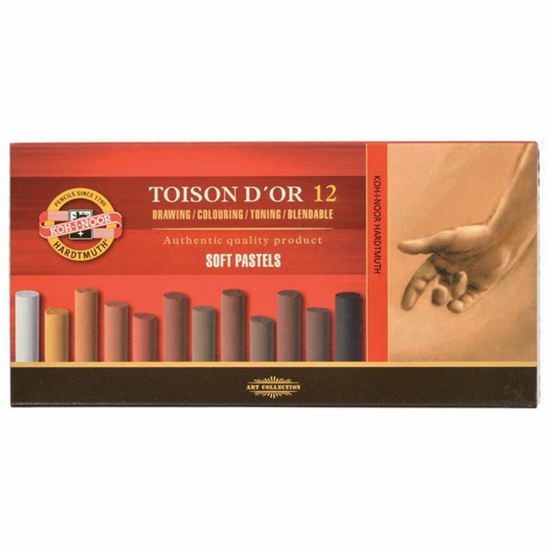 Пастель сухая Soft TOISON D OR 12 цветов, градация коричневого