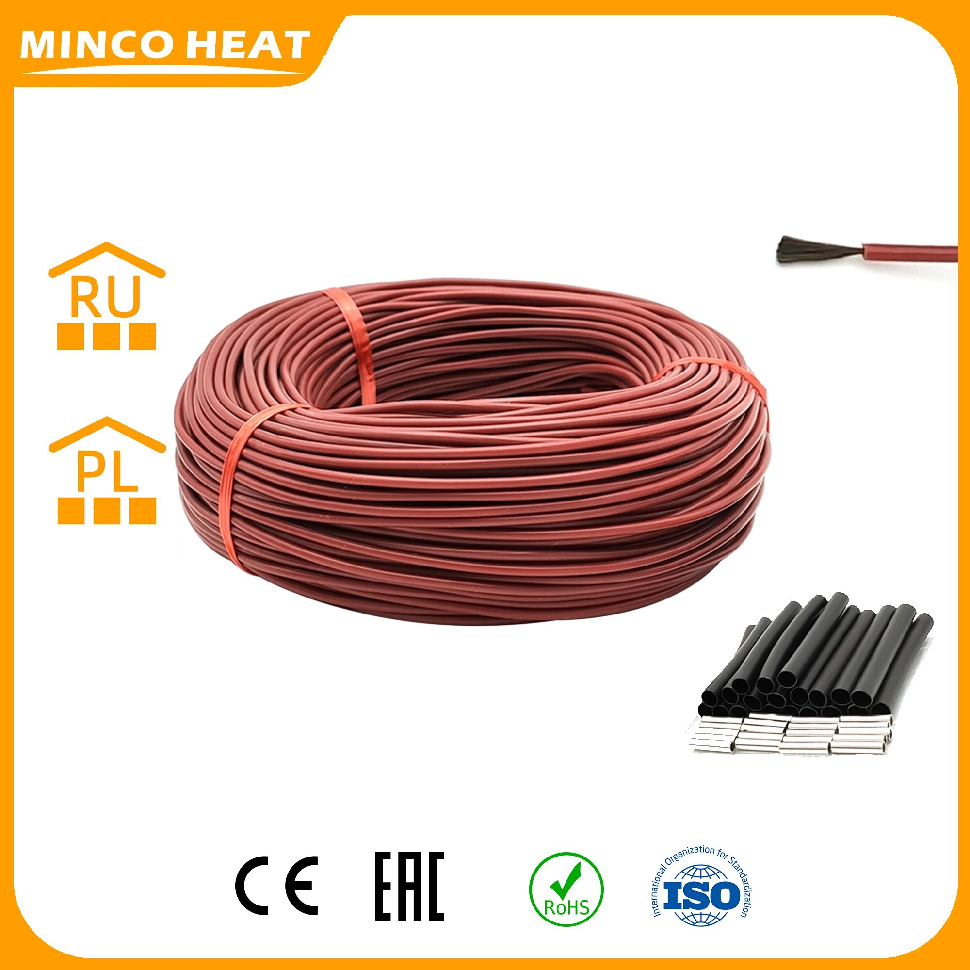 Нагревательный кабель Minco Heat 12K, 30m, красный