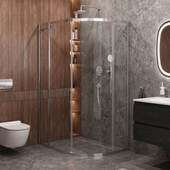 Душевой уголок Cezares Molveno RH 1 110+90 C Cr IV 110х90 см, профиль хром, стекло прозрачное