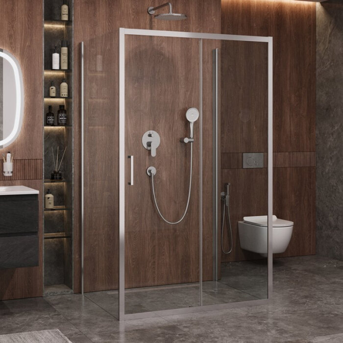 Душевой уголок Cezares Molveno AH 12 130+80 C Cr IV 130х80 см, профиль хром, стекло прозрачное