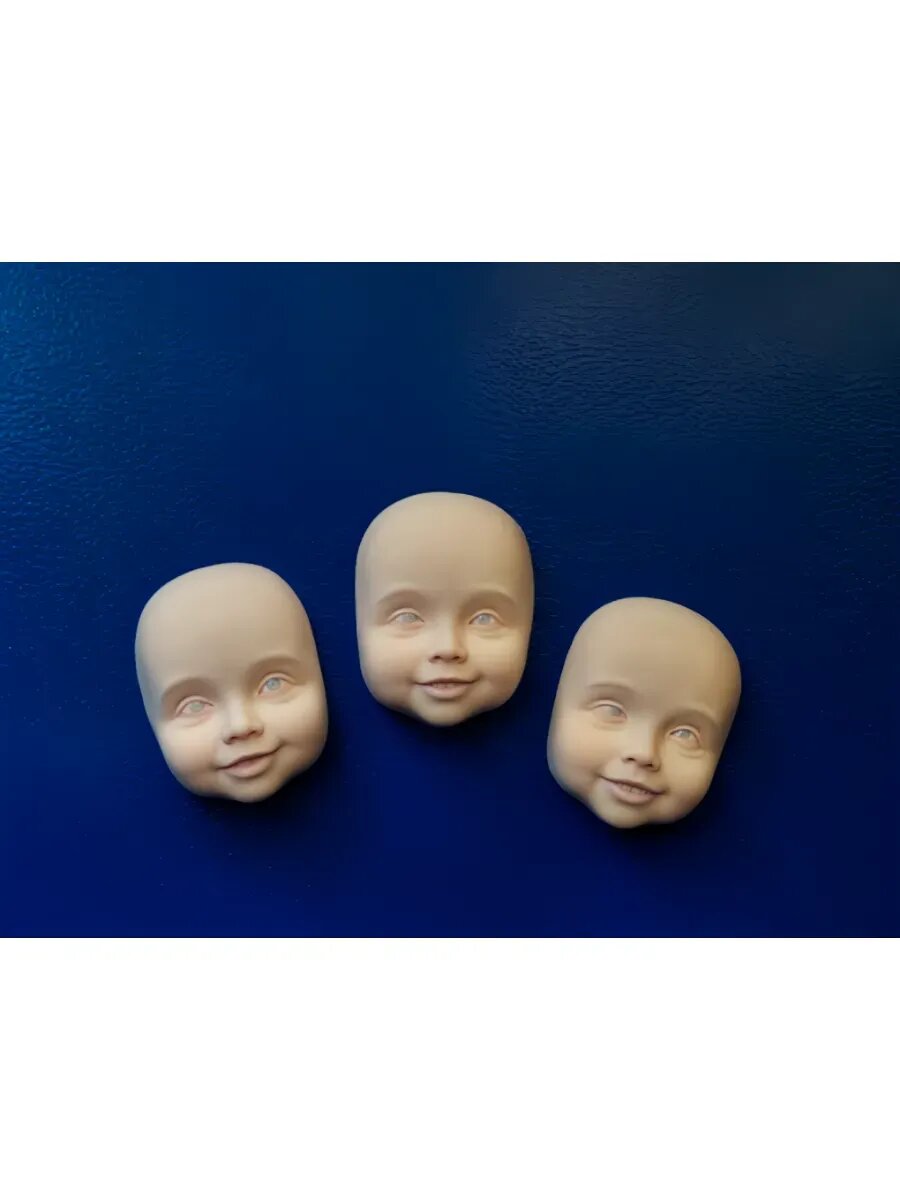 Набор лиц - 3 шт, из зефирной глины для ватной игрушки