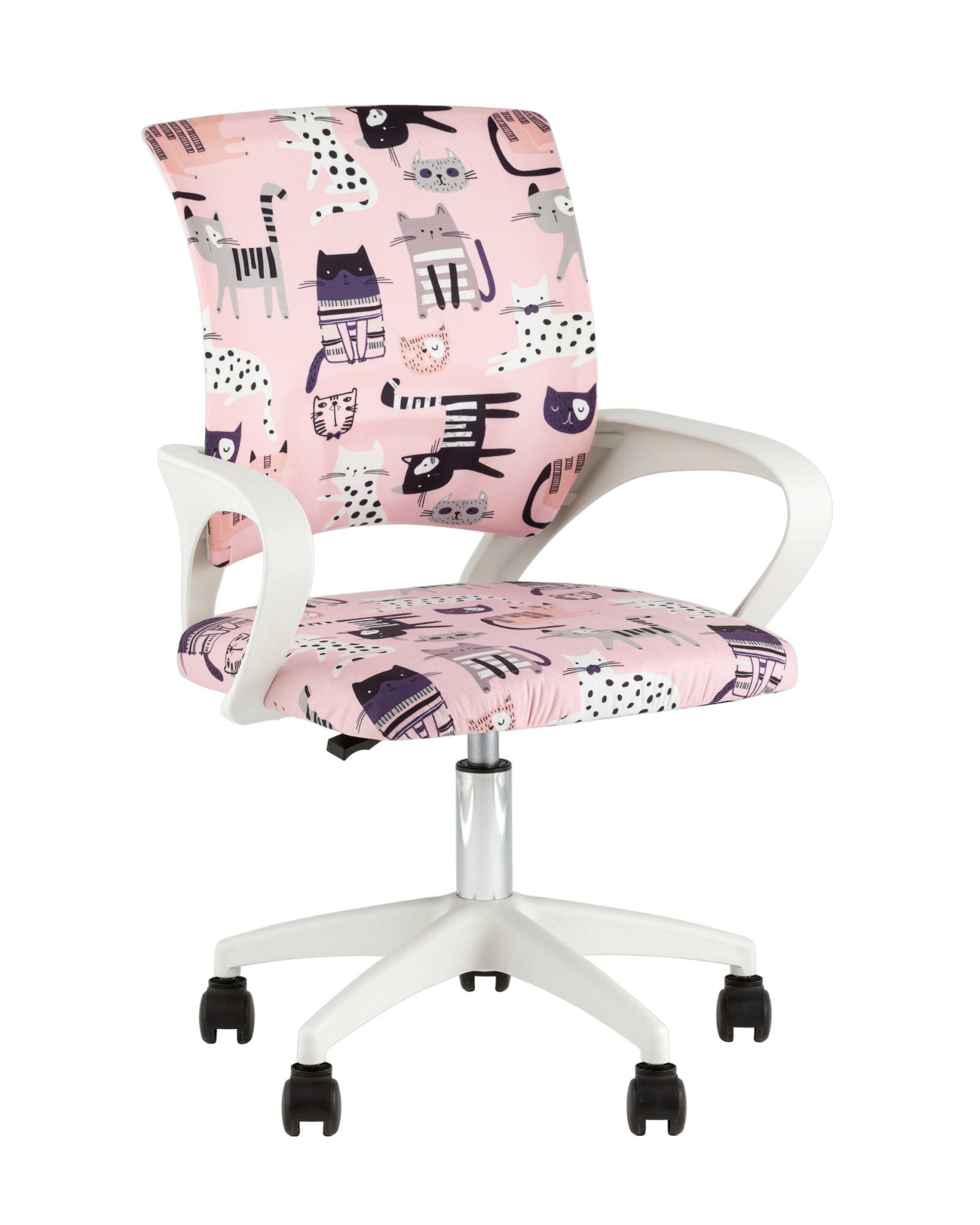 Кресло офисное TopChairs Simple SN Junior STOOL GROUP розовый, ткань и пластик, мягкое сиденье, с подлокотниками