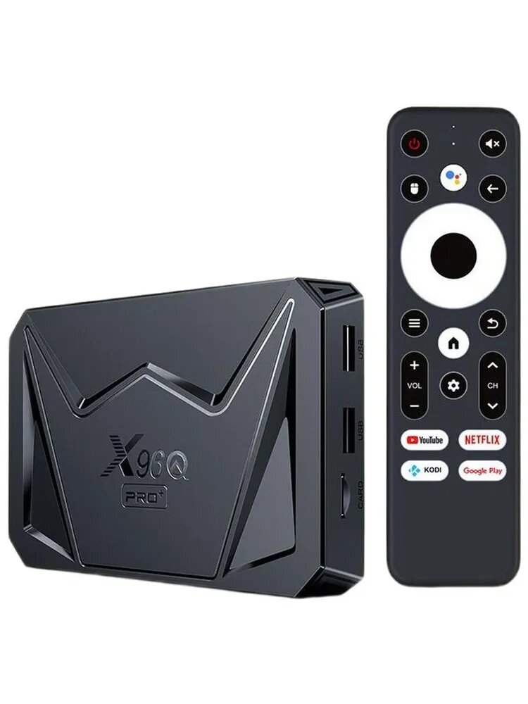 Медиаплеер 2025 Смарт тв приставка X96Q Pro+ 4Гб/64Гб тв бокс, Android 14 Android, 4 ГБ/64 ГБ, Bluetooth, Wi-Fi, караоке