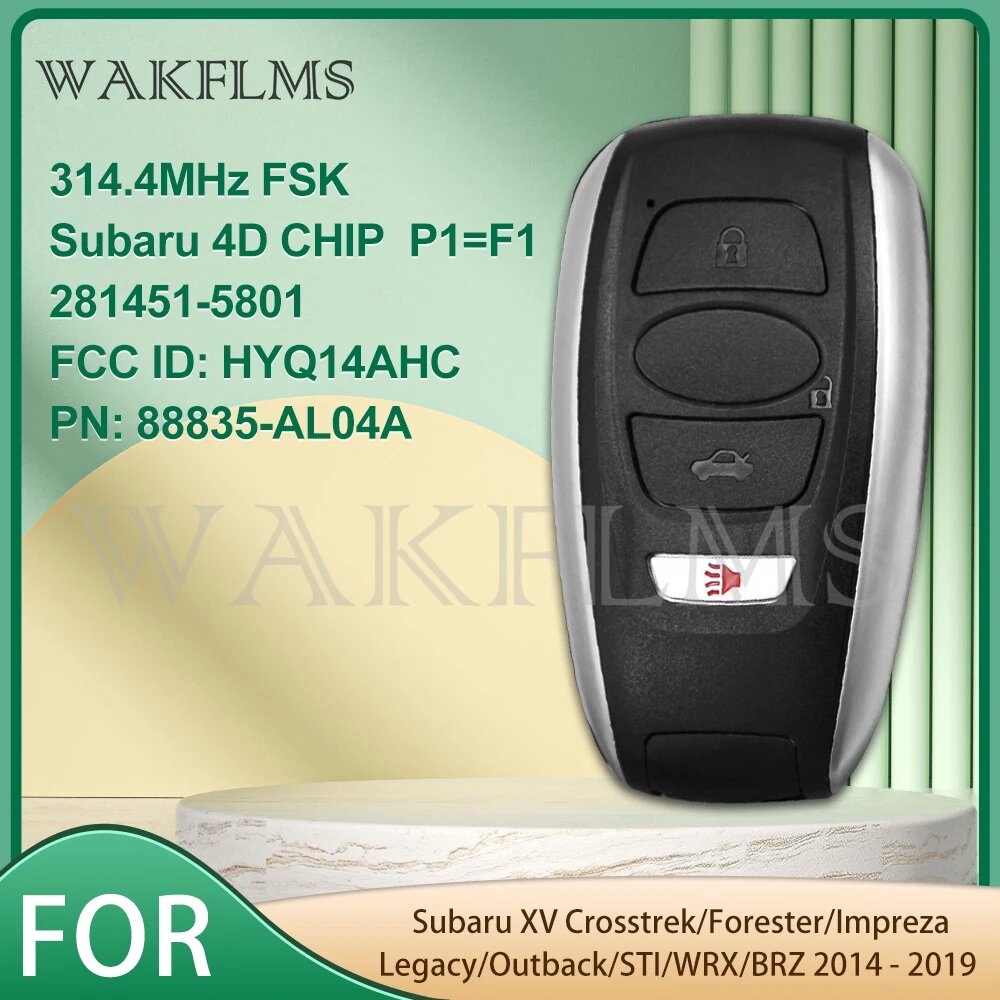 Ключ для Subaru Forester/Legacy/Impreza/XV/BRZ/WRX 2014-2019, 4 кнопки, 314.