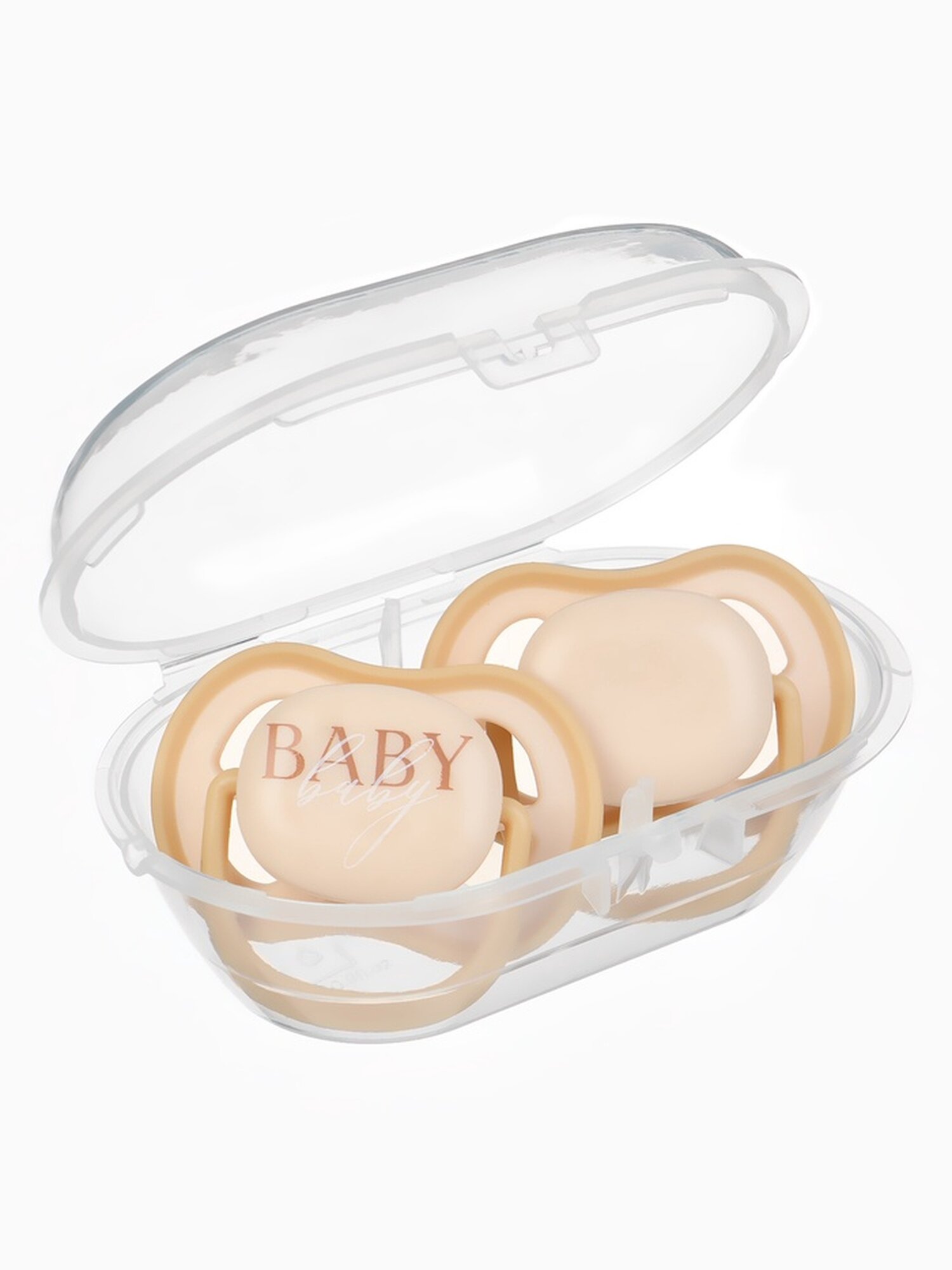 Соска-пустышка Mum&Baby 2 шт. в контейнере, силикон, от 6 мес, бежевый